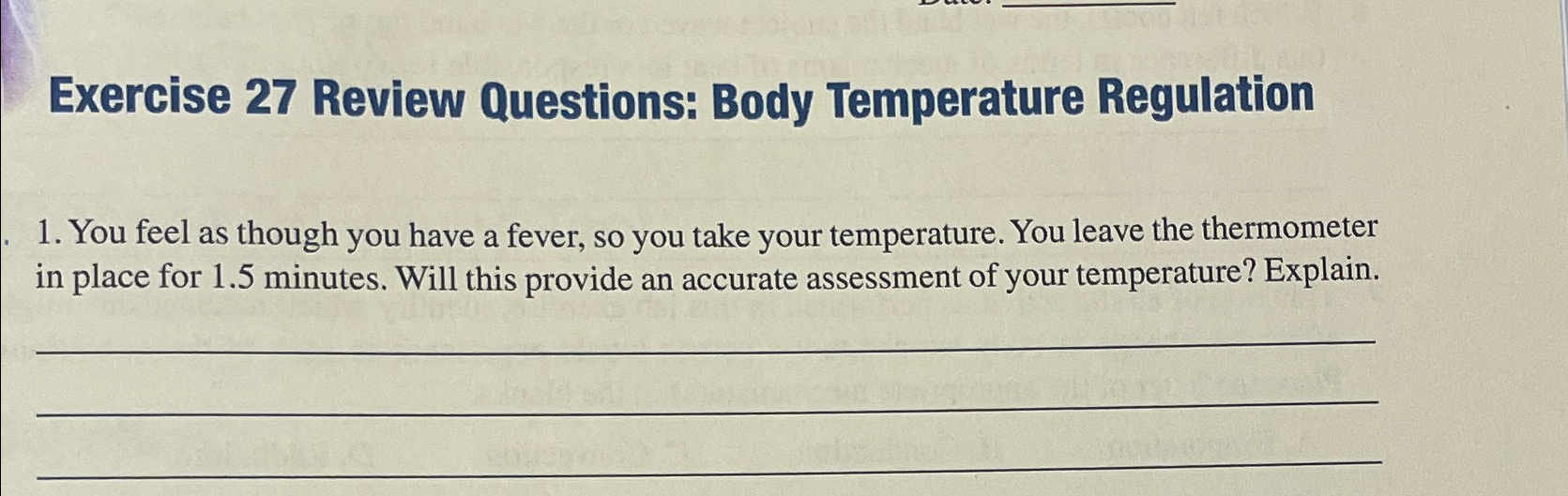 Solved Exercise 27 ﻿Review Questions: Body Temperature | Chegg.com