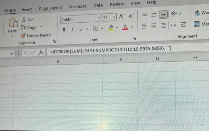 Solved Home Insert Page Layout Formulas Data Review View | Chegg.com