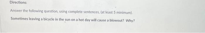 Solved Directions: Answer the following question, using | Chegg.com