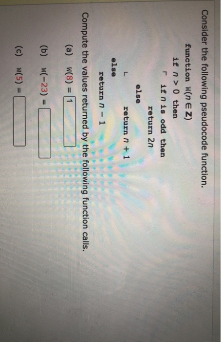 Solved г Consider The Following Pseudocode Function 2192