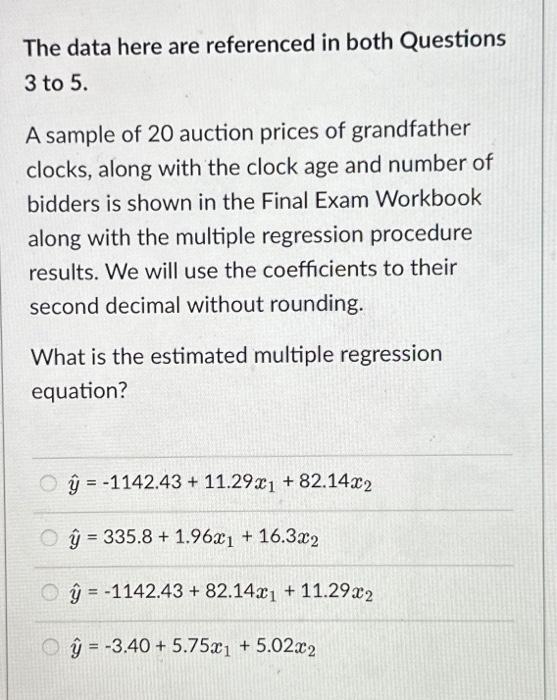 Solved The data here are referenced in both Questions 3 to 5 | Chegg.com