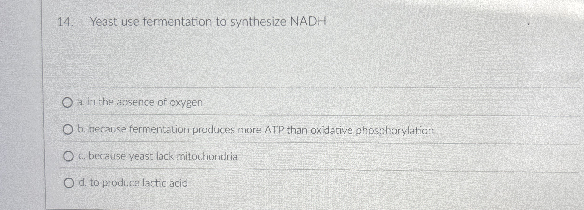 Solved Yeast use fermentation to synthesize NADHa. ﻿in the | Chegg.com