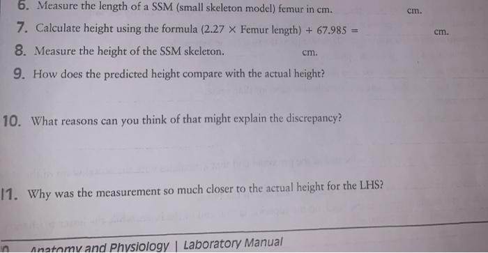 cm. cm. 6. Measure the length of a SSM (small | Chegg.com