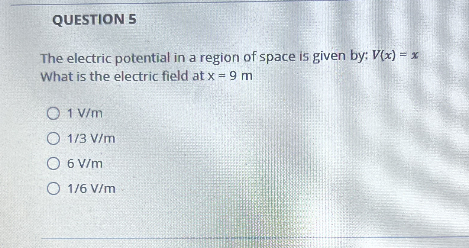 Solved QUESTION 5The electric potential in a region of space | Chegg.com