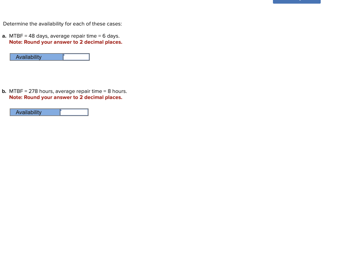 Solved Determine the availability for each of these cases: | Chegg.com