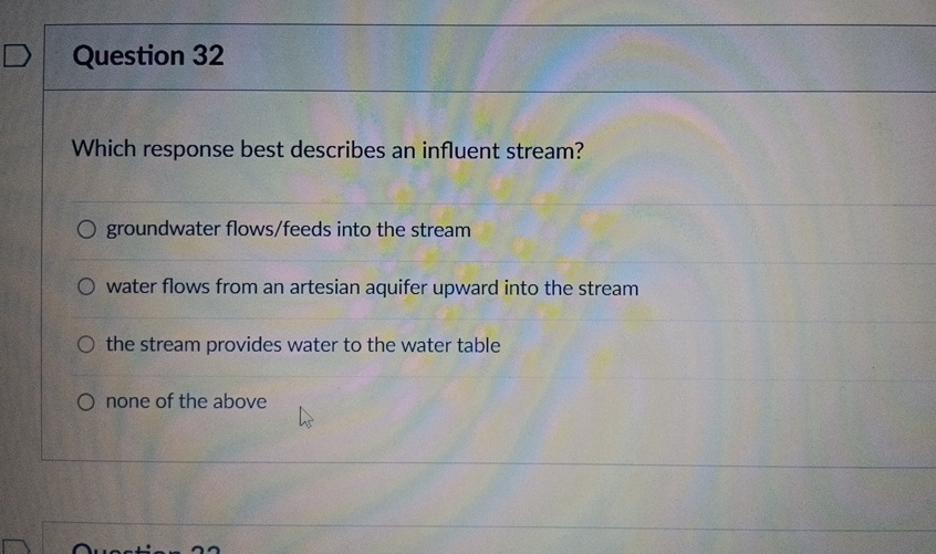 Solved Question 32Which response best describes an influent | Chegg.com