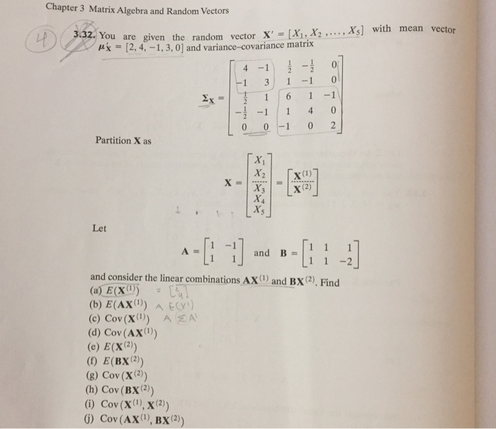 Solved Chapter 3 Matrix Algebra and Random Vectors 22. You | Chegg.com