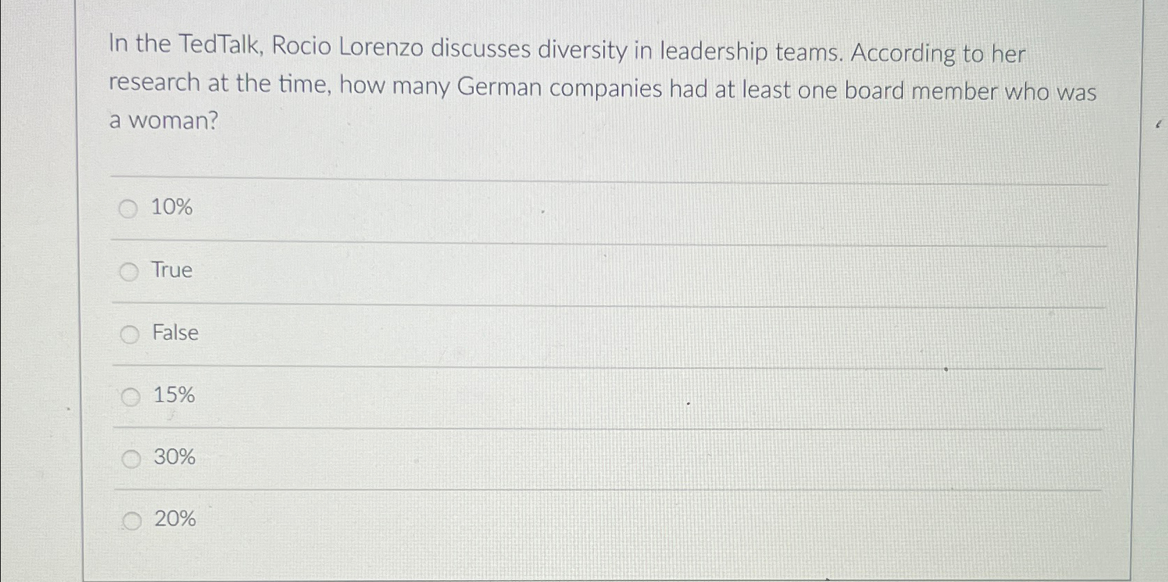 Solved In the TedTalk, Rocio Lorenzo discusses diversity in | Chegg.com