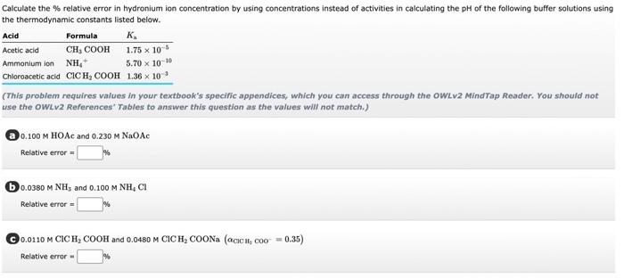 Calculate the % relative error in hydronium ion | Chegg.com