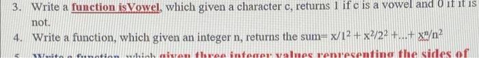Solved 3. Write a function isVowel, which given a character | Chegg.com