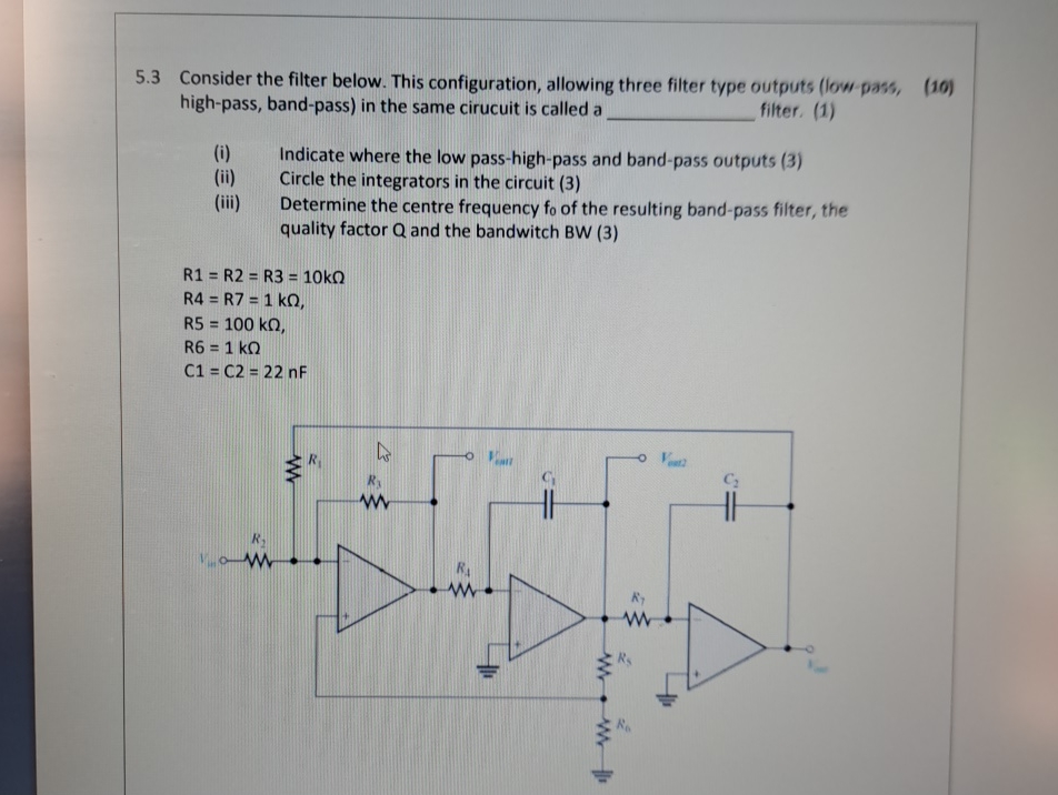 Solved 5.3 ﻿Consider the filter below. This configuration, | Chegg.com