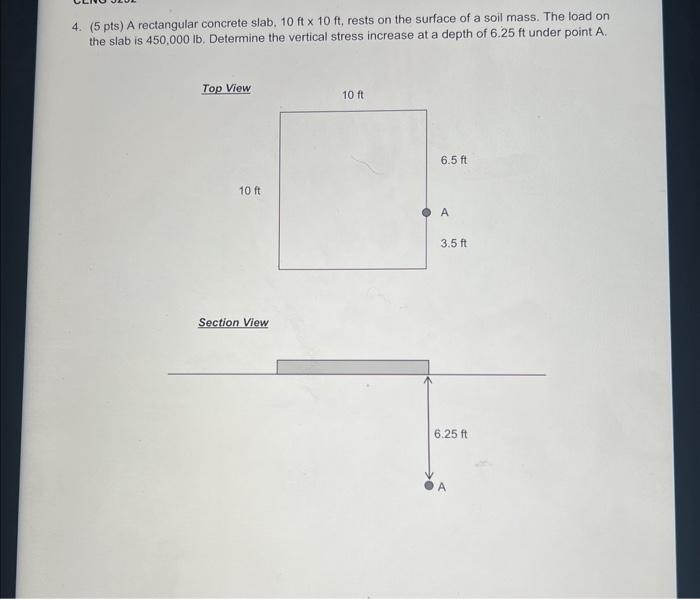 4. ( 5pts) A rectangular concrete slab, 10ft×10ft, | Chegg.com