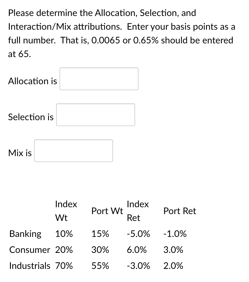 Solved Please determine the Allocation, Selection, and | Chegg.com