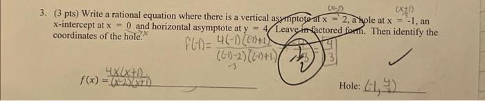Solved 3 3 Pts Write A Rational Equation Where There Is A 0106