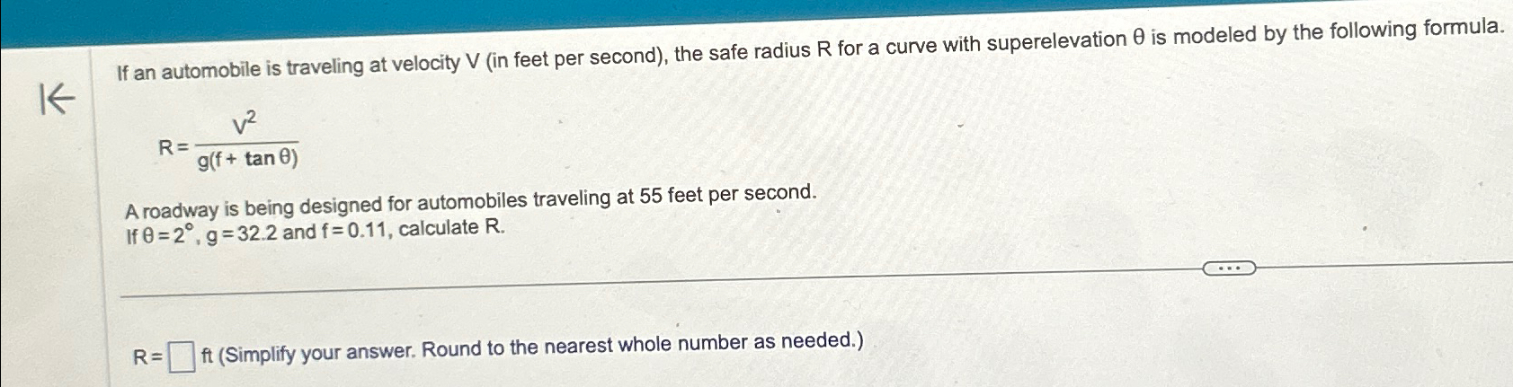 Solved If an automobile is traveling at velocity V (in feet | Chegg.com