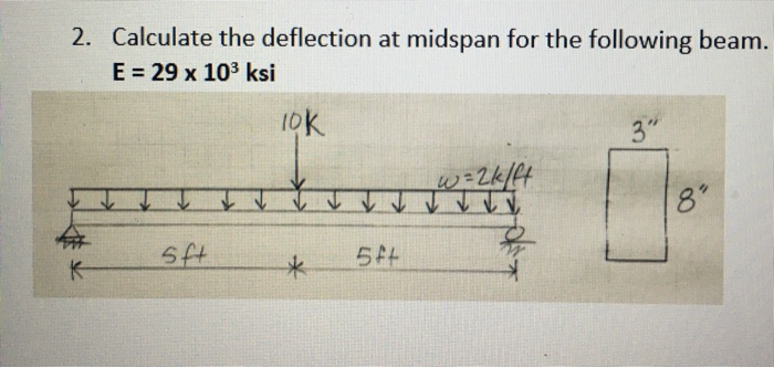 Solved 2. Calculate the deflection at midspan for the | Chegg.com