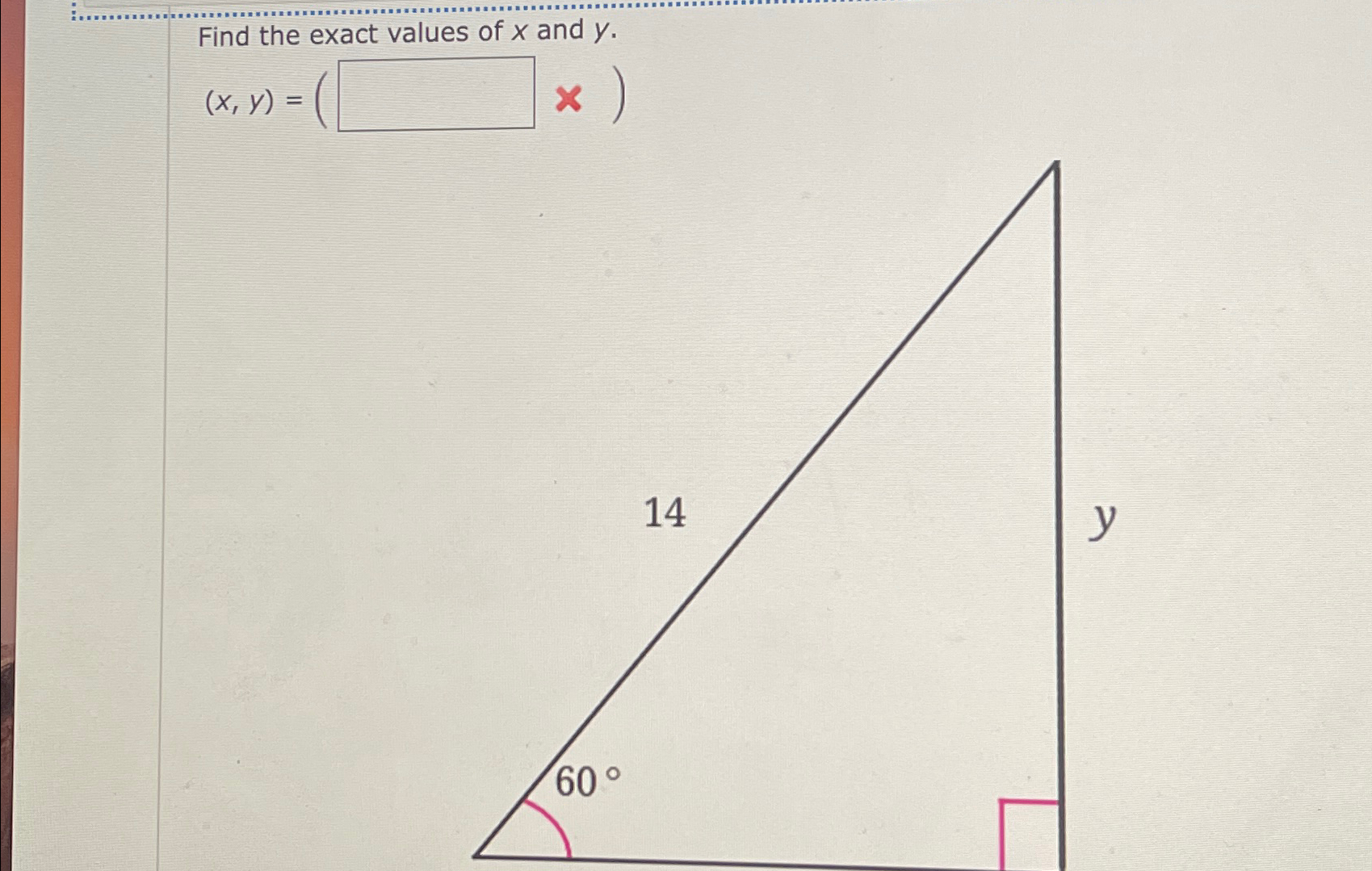 Solved Find the exact values of x ﻿and y. | Chegg.com