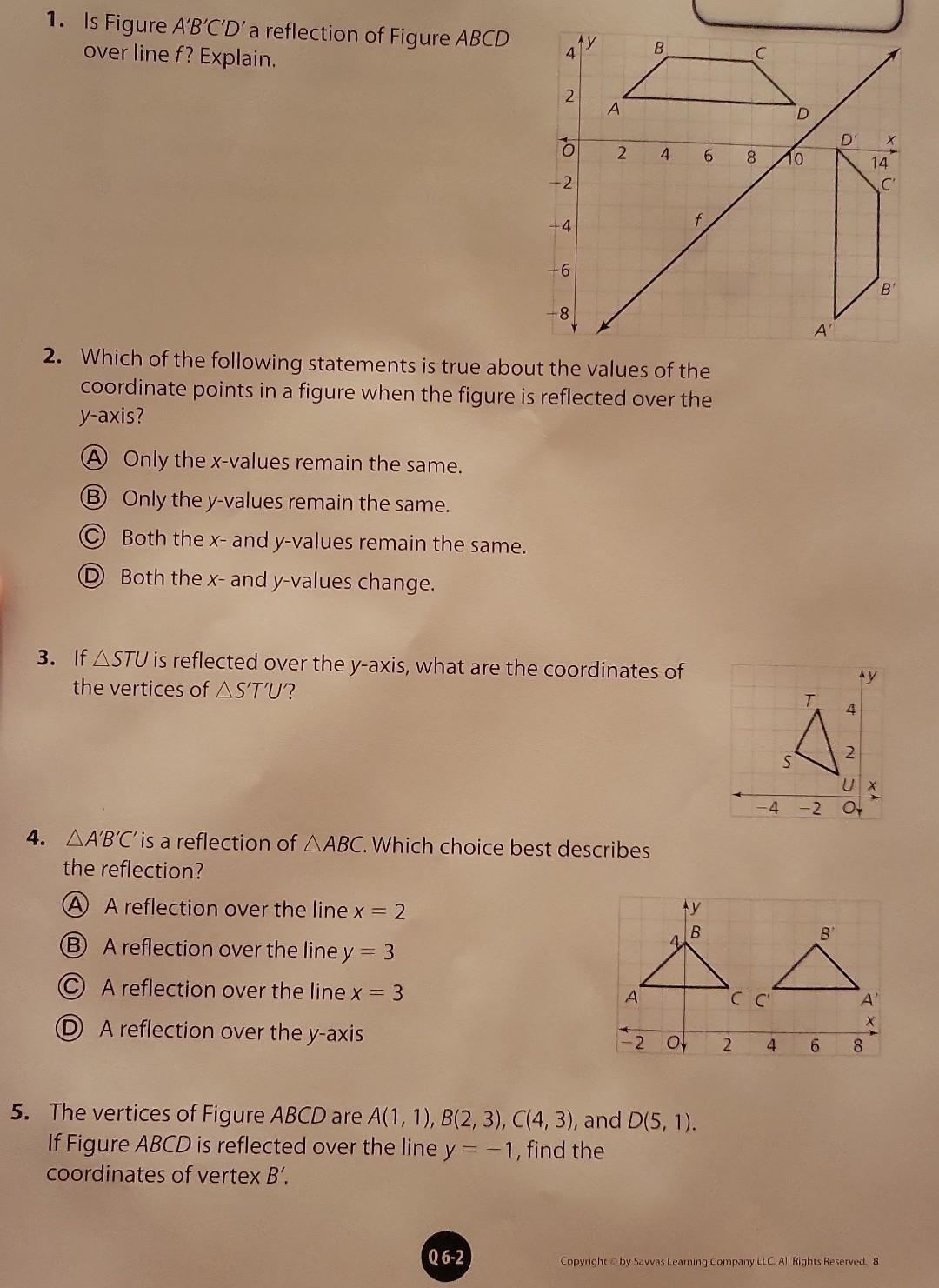 Solved 1. Is Figure A′B′C′D′ a reflection of Figure ABCD | Chegg.com