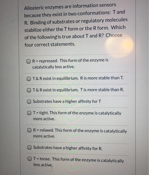 Solved The concerted model (MWC) is based on several | Chegg.com