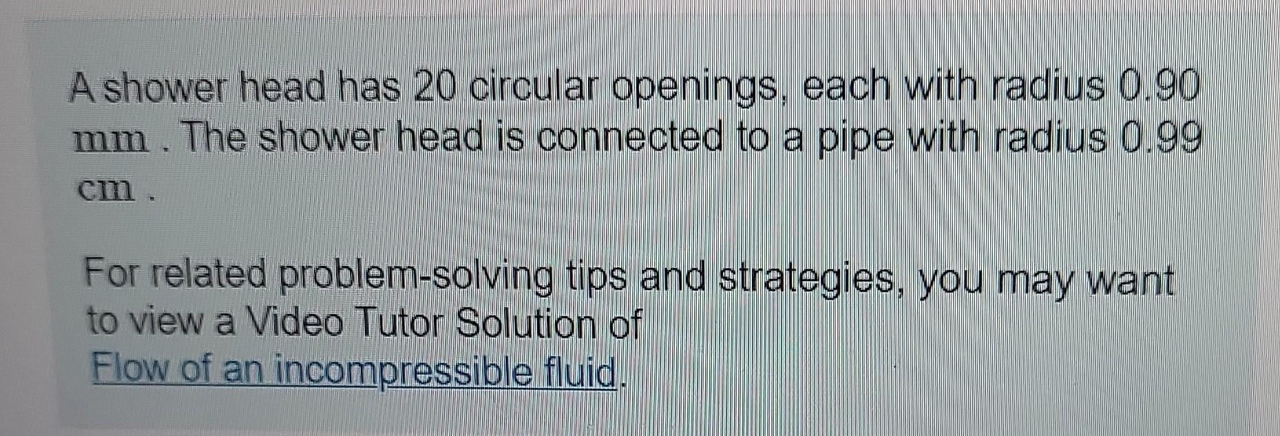 Solved A shower head has 20 circular openings, each with | Chegg.com