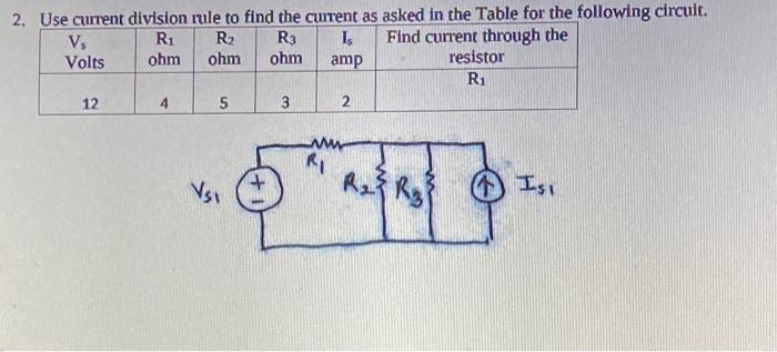 Solved 2. Use current division rule to find the current as | Chegg.com