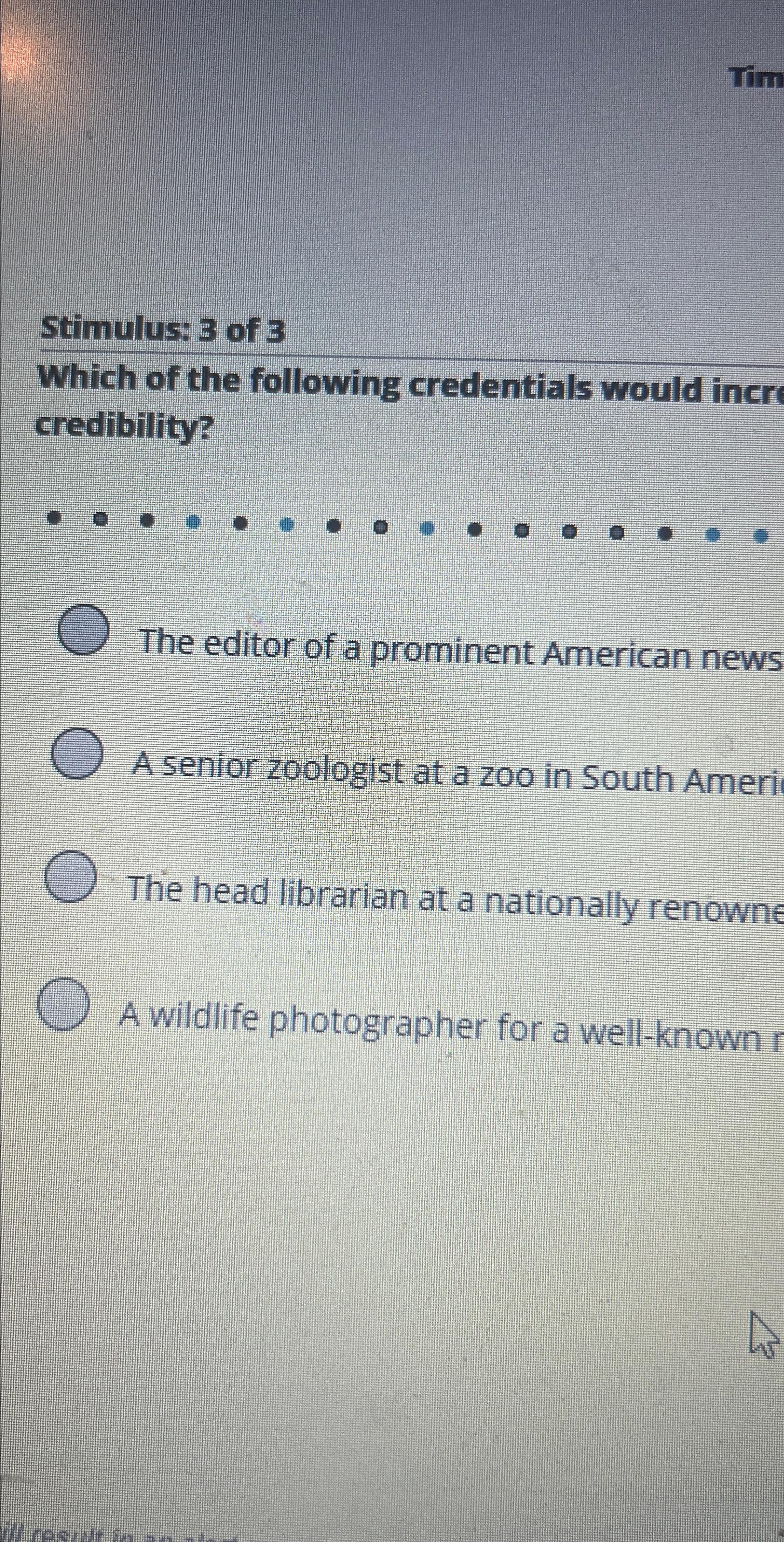 Solved Stimulus: 3 ﻿of 3Which of the following credentials | Chegg.com
