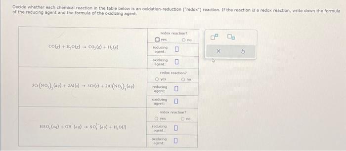 Solved Decide whether eoch chemical reaction in the table | Chegg.com