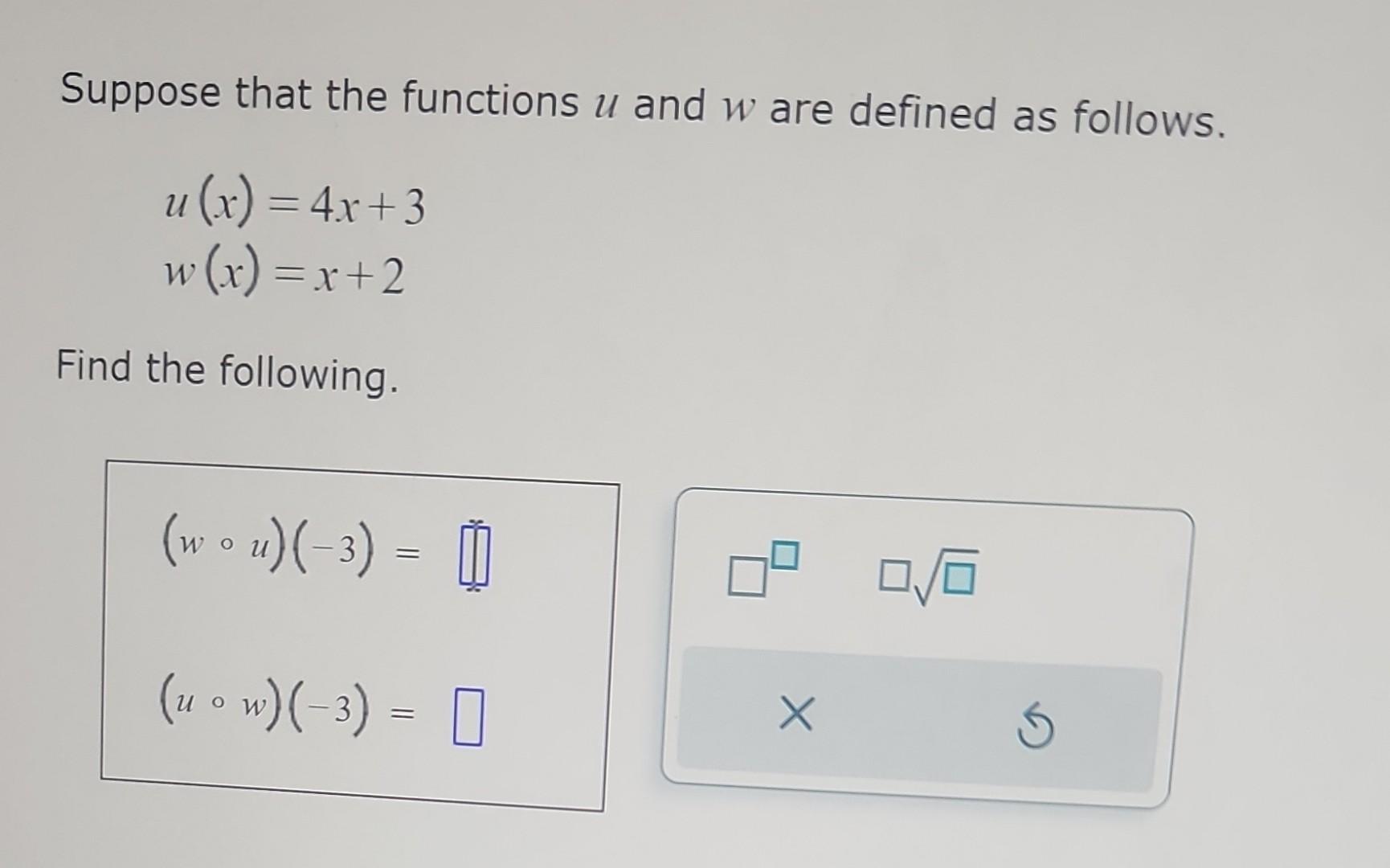 Solved Suppose that the functions u and w are defined as | Chegg.com