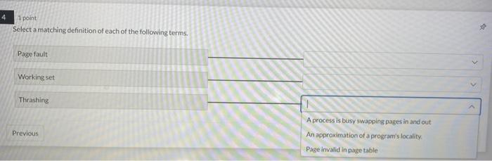 Solved 4 point Select a matching definition of each of the | Chegg.com
