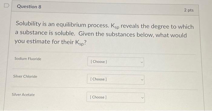Solved Solubility is an equilibrium process. Ksp reveals the | Chegg.com