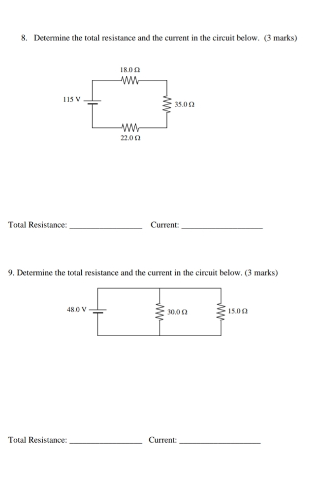 Solved Determine the total resistance and the current in the | Chegg.com