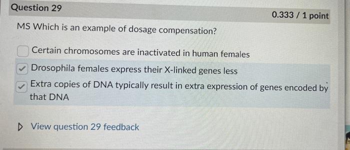 Solved MS Which is an example of dosage compensation? | Chegg.com