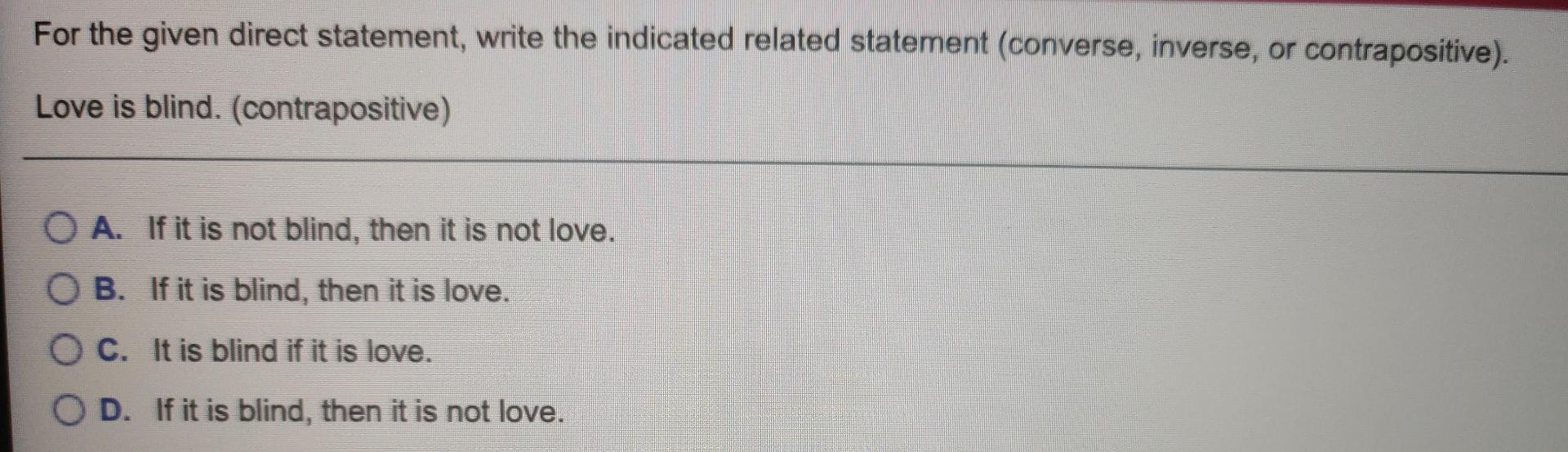 Solved For the given direct statement, write the indicated | Chegg.com