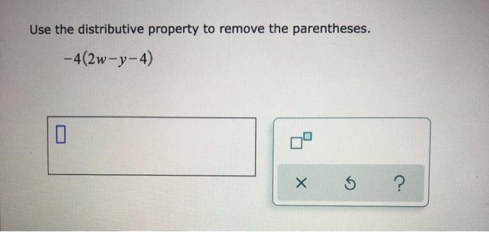 Solved Use the distributive property to remove the | Chegg.com