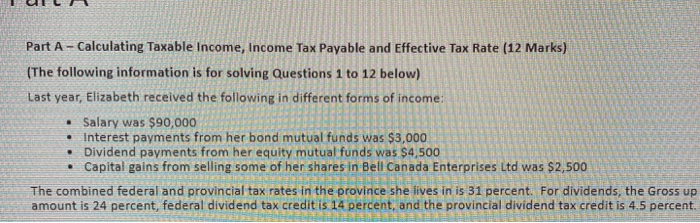 Solved Part -calculating Taxable income, Income Tax Payable | Chegg.com