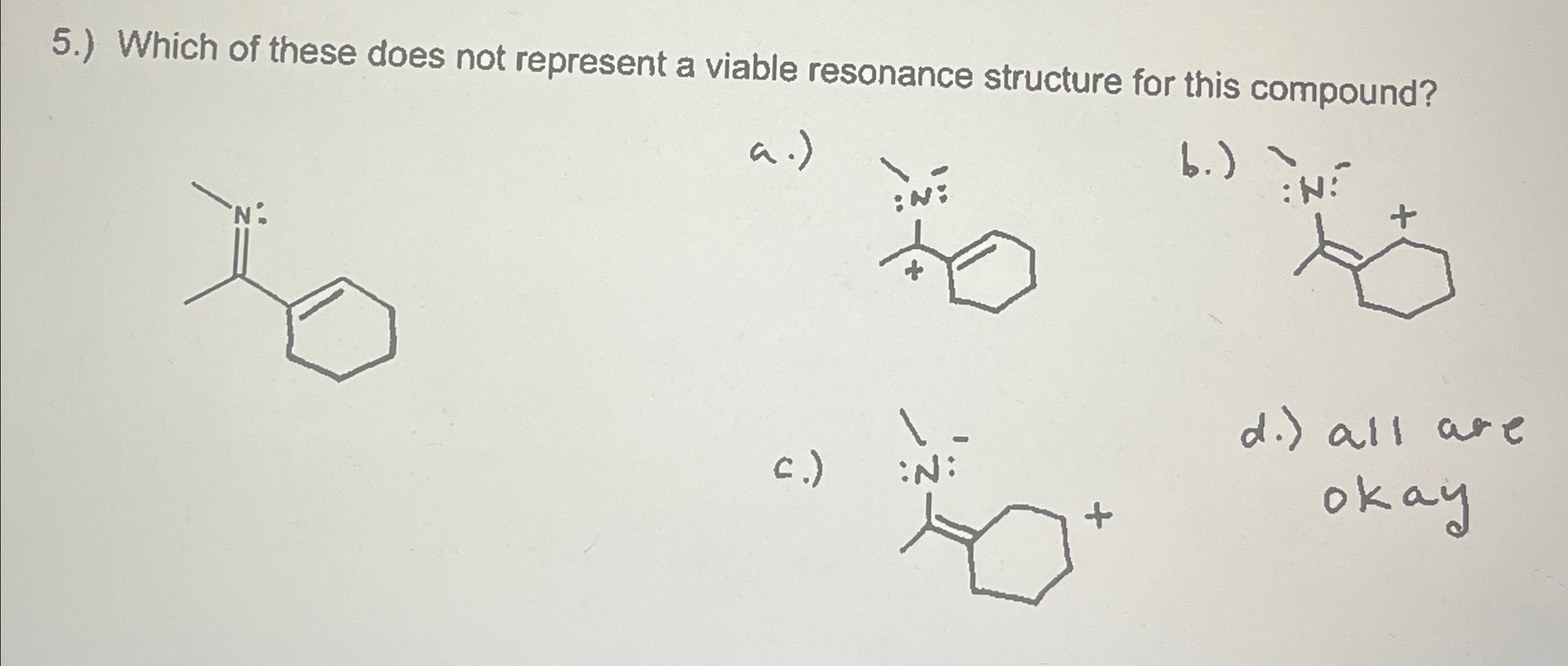 Solved 5.) ﻿Which of these does not represent a viable | Chegg.com