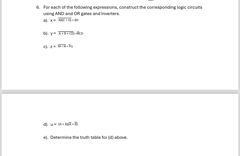 Solved For each of the following expressions, construct the | Chegg.com