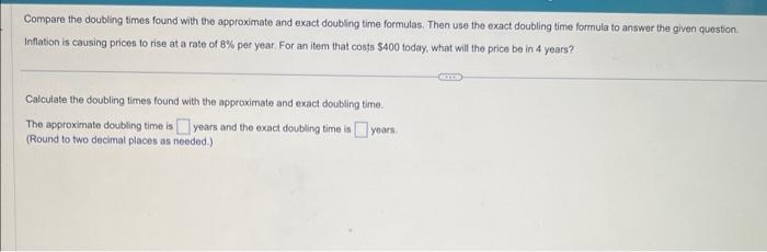Solved Compare the doubling times found with the approximate | Chegg.com