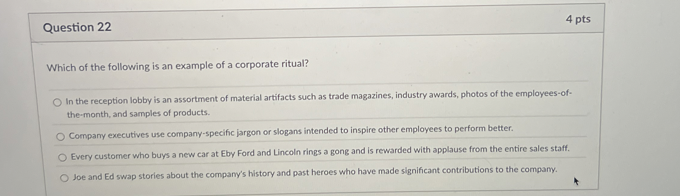 Solved Question 22Which of the following is an example of a | Chegg.com