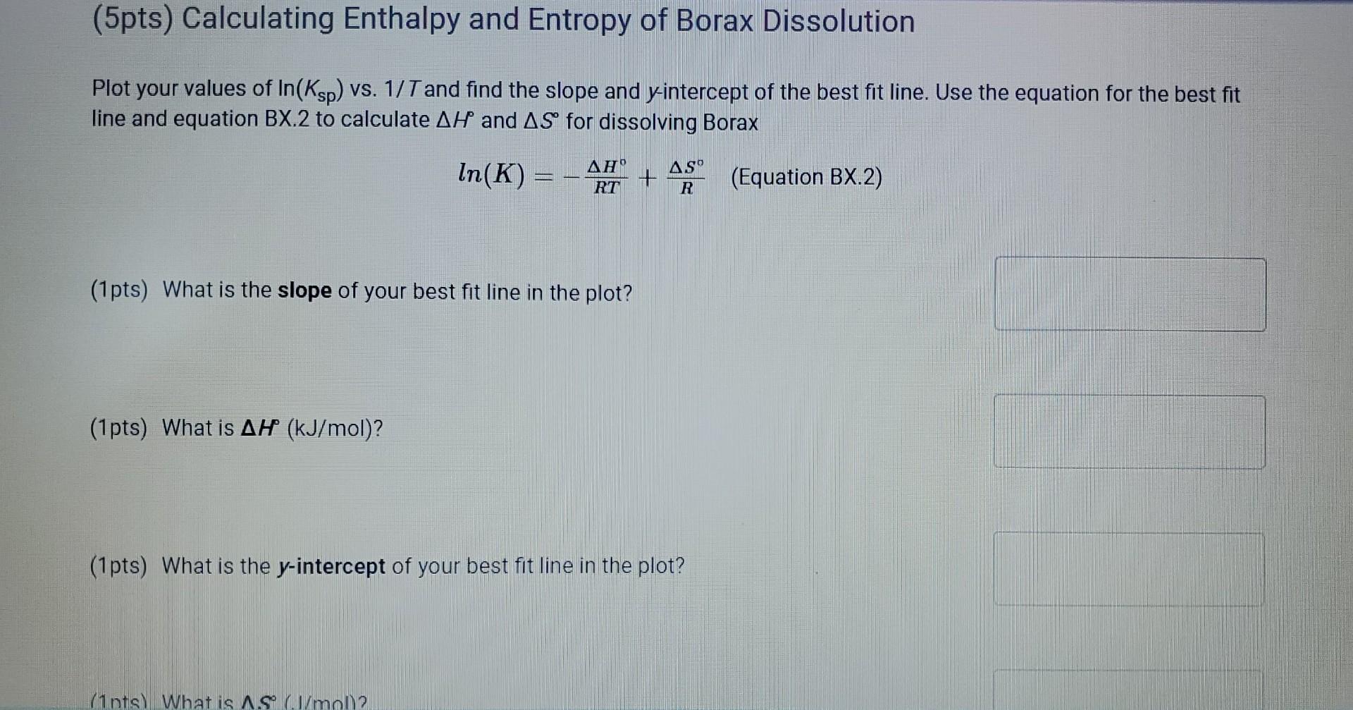 Solved Table BX.3 Data and Calculations for each | Chegg.com