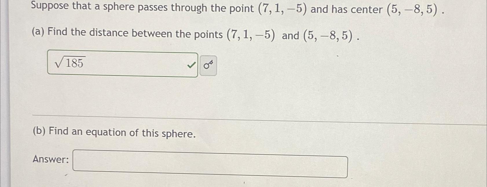 Solved Suppose that a sphere passes through the point | Chegg.com