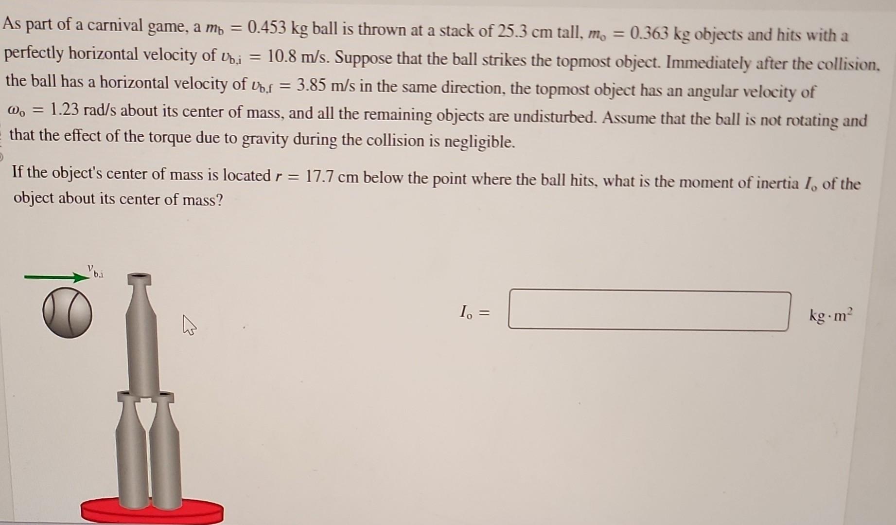 Solved As part of a carnival game, a mb=0.453 kg ball is | Chegg.com