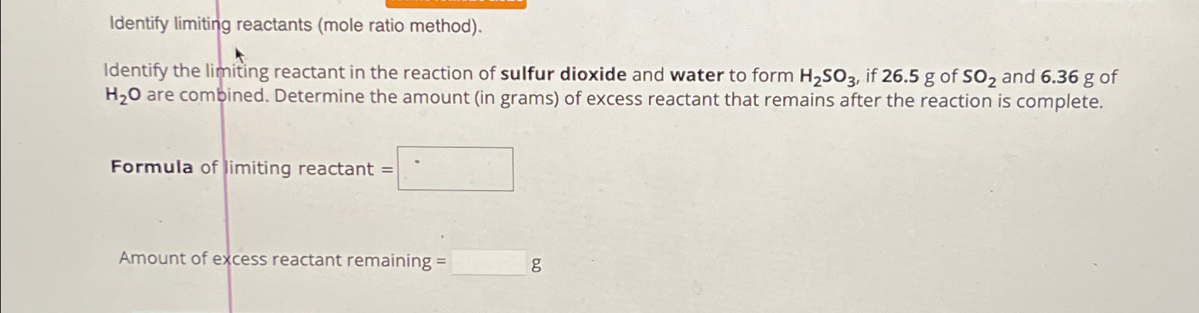 Solved Identify limiting reactants (mole ratio | Chegg.com Solved Identify limiting reactants (mole ratio | Chegg.com