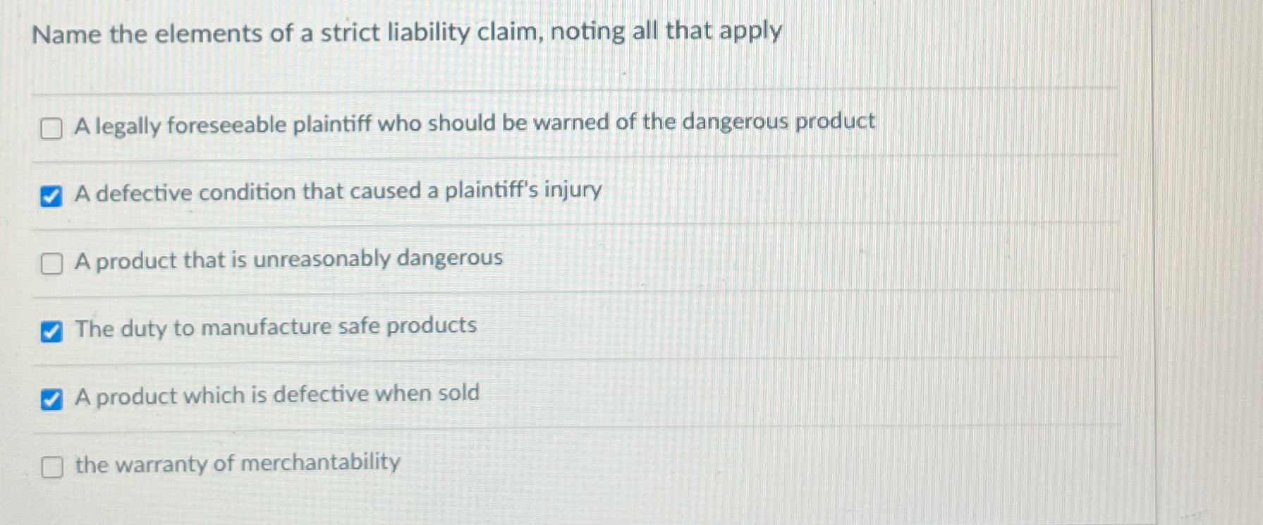 Solved Name the elements of a strict liability claim, noting | Chegg.com