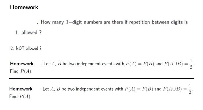 Solved Homework . How many 3-digit numbers are there if | Chegg.com