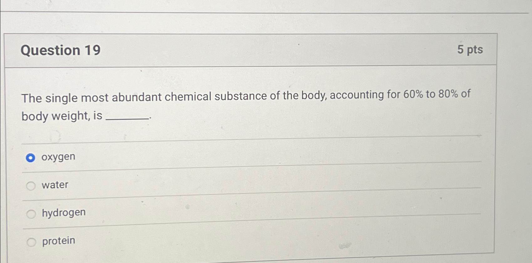 Solved Question 195 ptsThe single most abundant chemical | Chegg.com Solved Question 195 ptsThe single most abundant chemical | Chegg.com