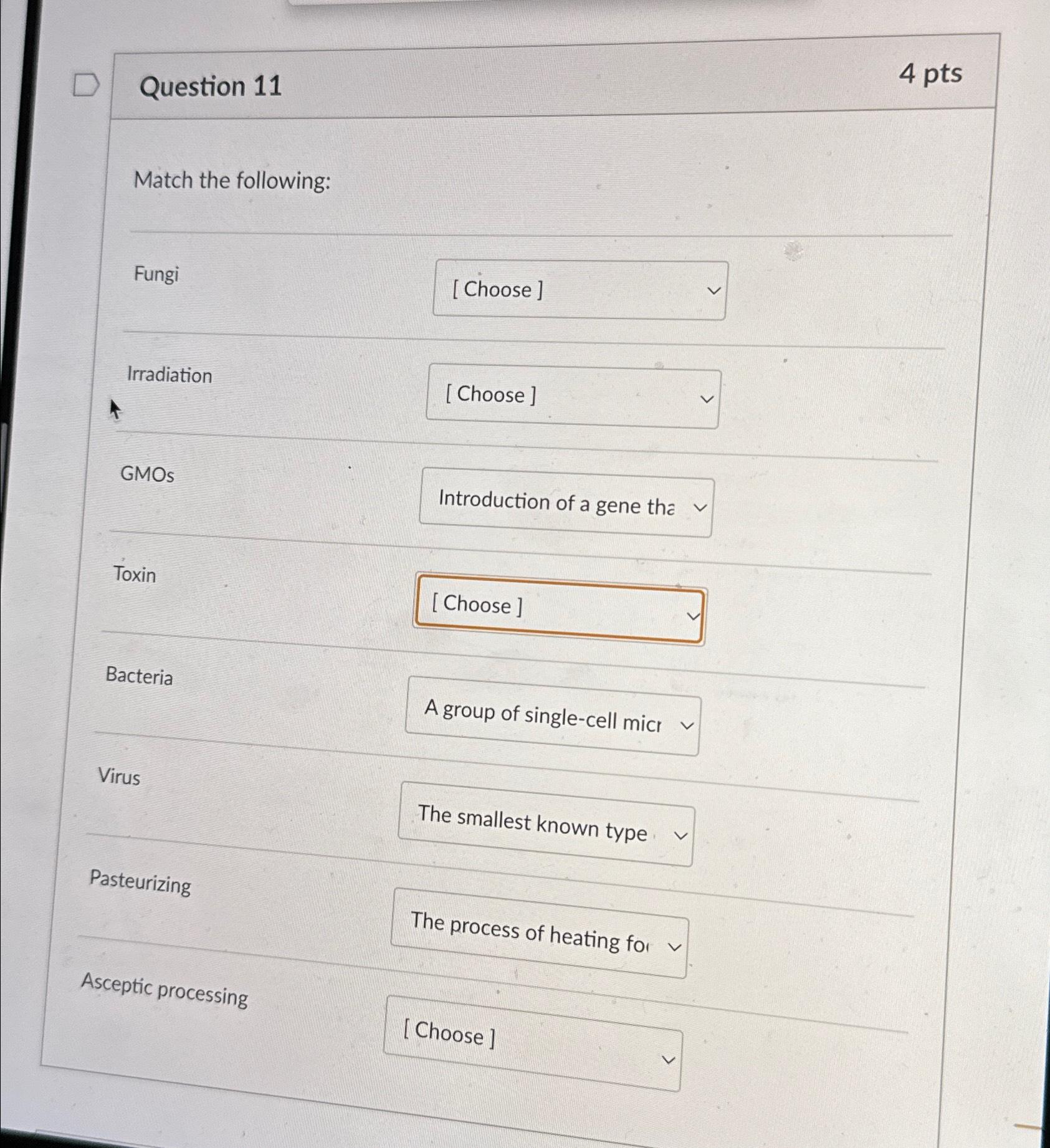 Solved Question 114 ﻿ptsMatch the | Chegg.com