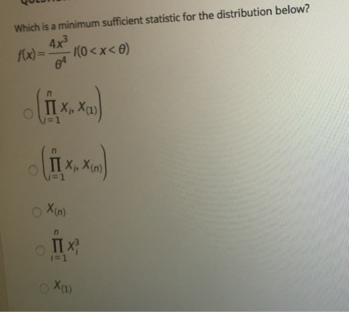 Solved Which is a minimum sufficient statistic for the | Chegg.com