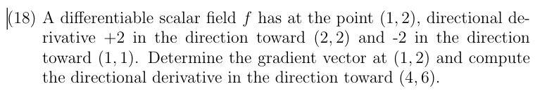 A differentiable scalar field f ﻿has at the point | Chegg.com