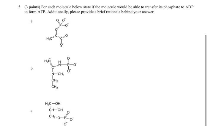 Solved 5. ( 3 points) For each molecule below state if the | Chegg.com